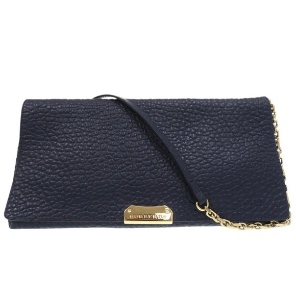 Burberry | Bags | Burberry Chain Shoulder Bag In Navy Blue Calfskin 696 ...